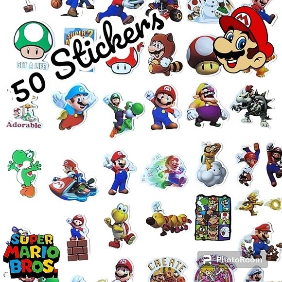 Party Supplies | 5 Stickers Super Mario Party Luigi Princess Peach ...